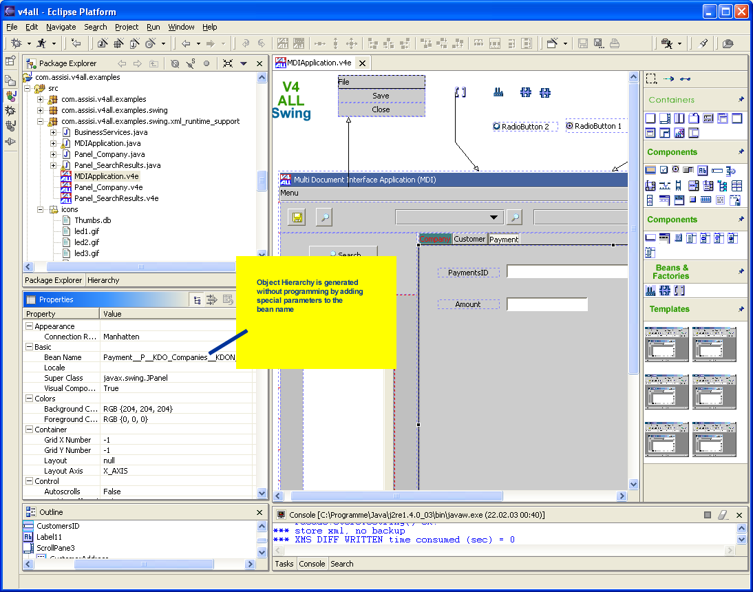 V4All Gui Designer for Eclipse Screenshots