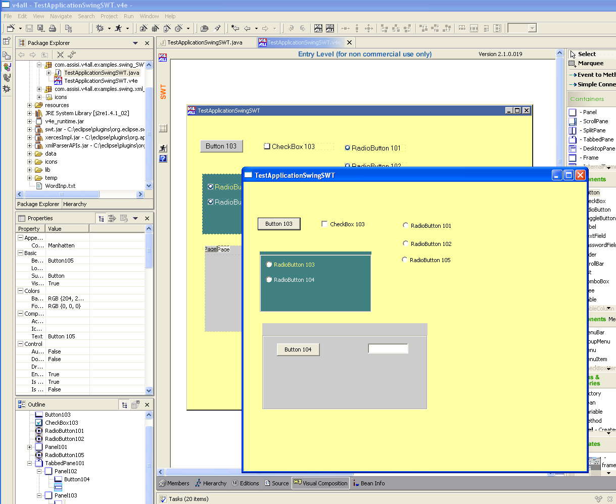 V4All Gui Designer for Eclipse Screenshots